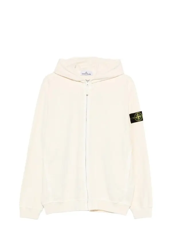 Stone Island Cotton Zip-up Hoodie - Bianco
