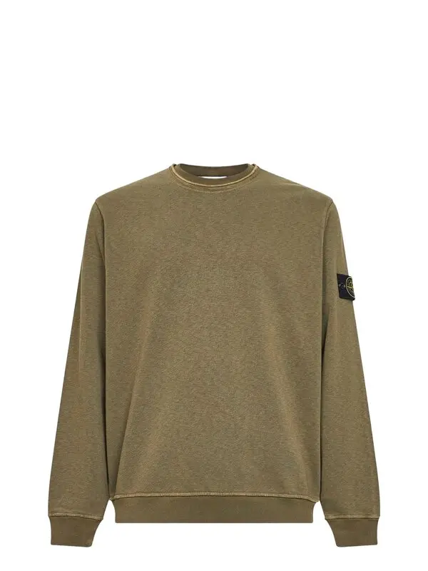 Stone Island Cotton Crewneck Sweatshirt With Badge Detail - Verde