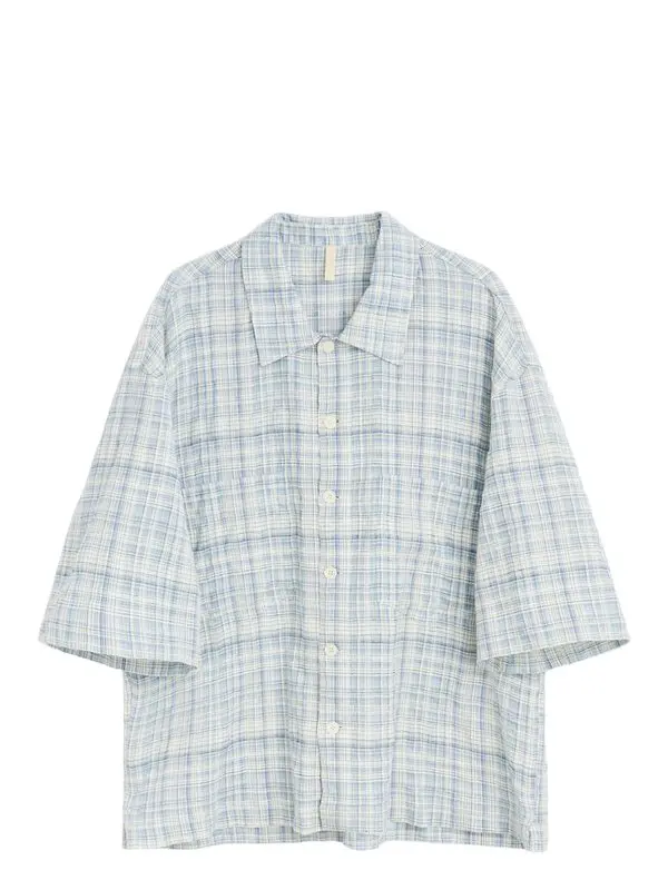 SUNFLOWER Plaid Short Sleeve Shirt - Blu