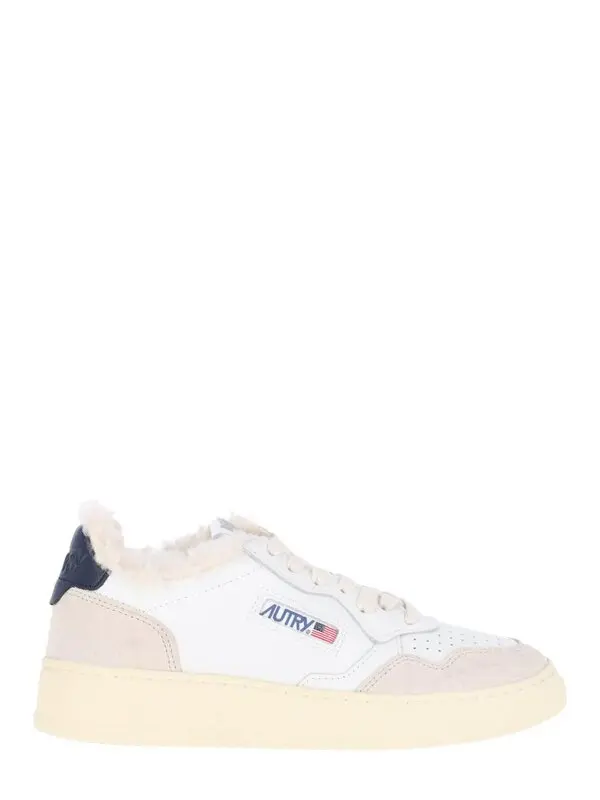 AUTRY Shearling-lined Cow Leather & Suede Sneakers - White