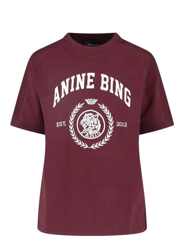 ANINE BING Graphic Print Cotton T-shirt - Red