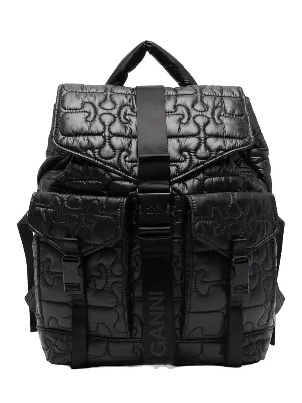GANNI Quilted Mini Backpack - Nero