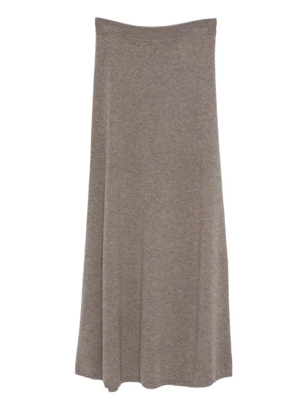 LISA YANG Cashmere Midi Skirt With Ribbed Trim - Marrone