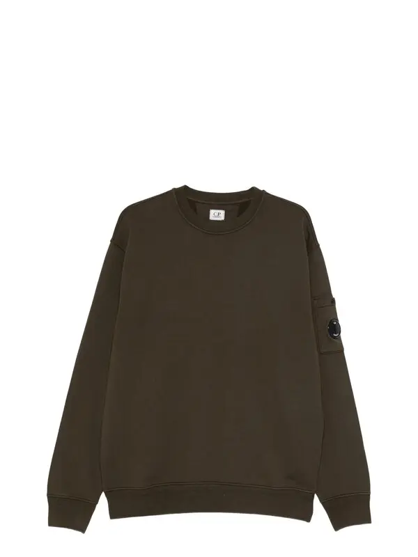 C.P. COMPANY Cotton Crewneck Sweatshirt With Lens Pocket - Verde