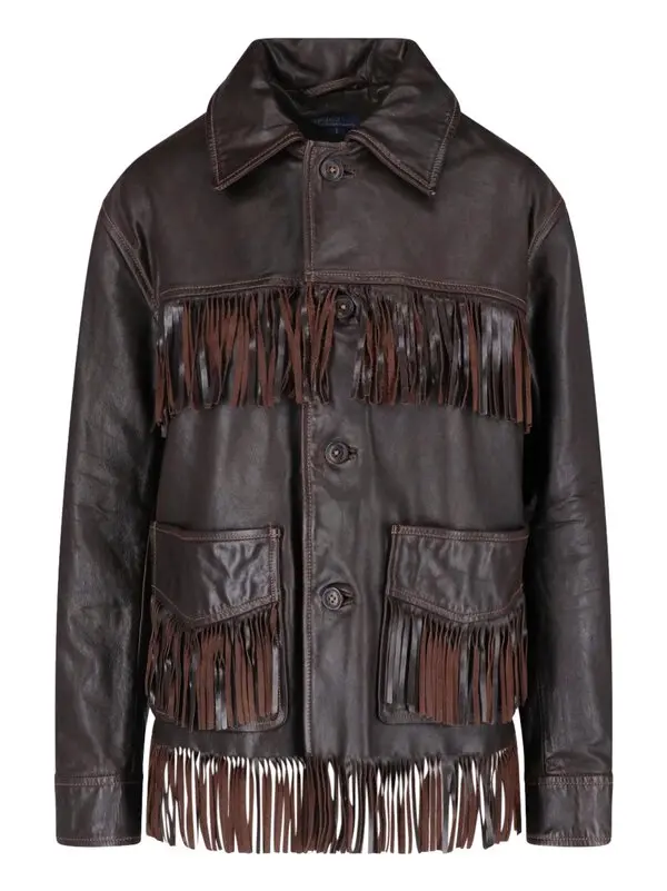 Polo Ralph Lauren Leather Jacket With Fringe Detail - Brown