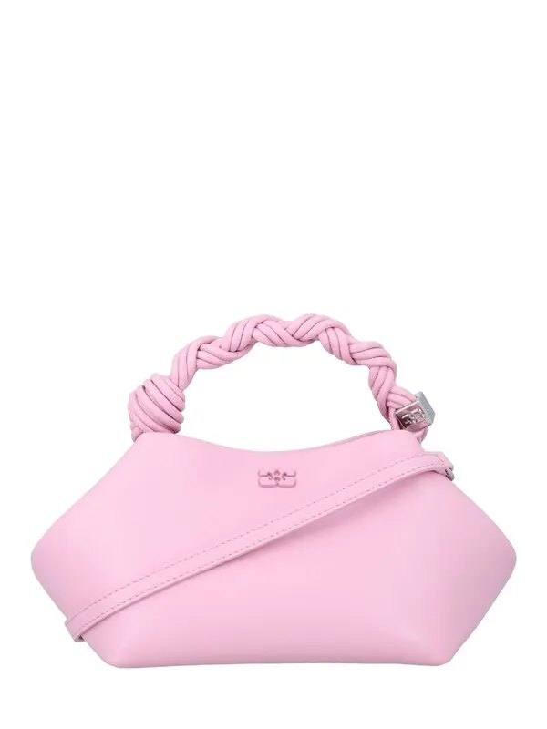 GANNI Sculptural Braided Mini Handbag With Metallic Butterfly & Dice Details - Rosa