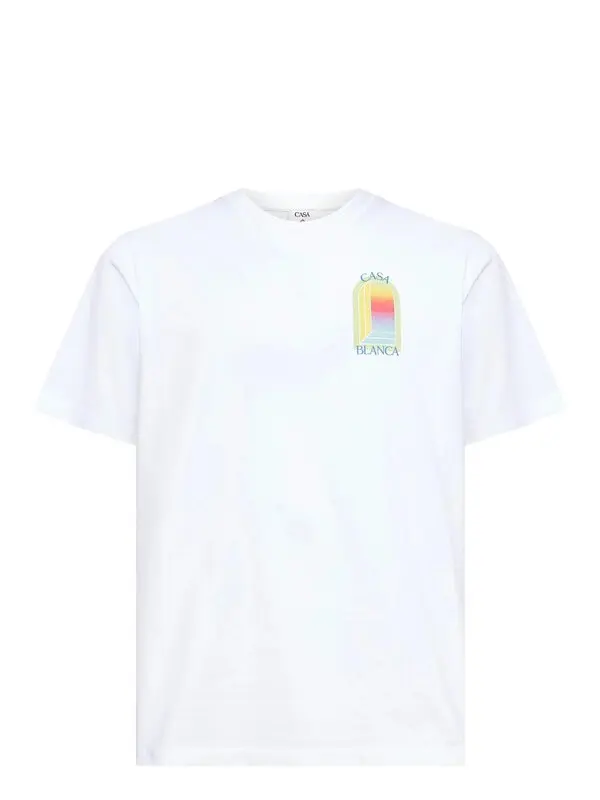 Casablanca White Graphic Print Ribbed Crewneck T-shirt - Bianco