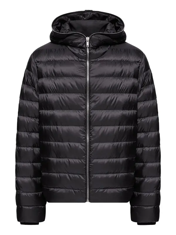Moncler Black Zip Up Hooded Jacket - Nero
