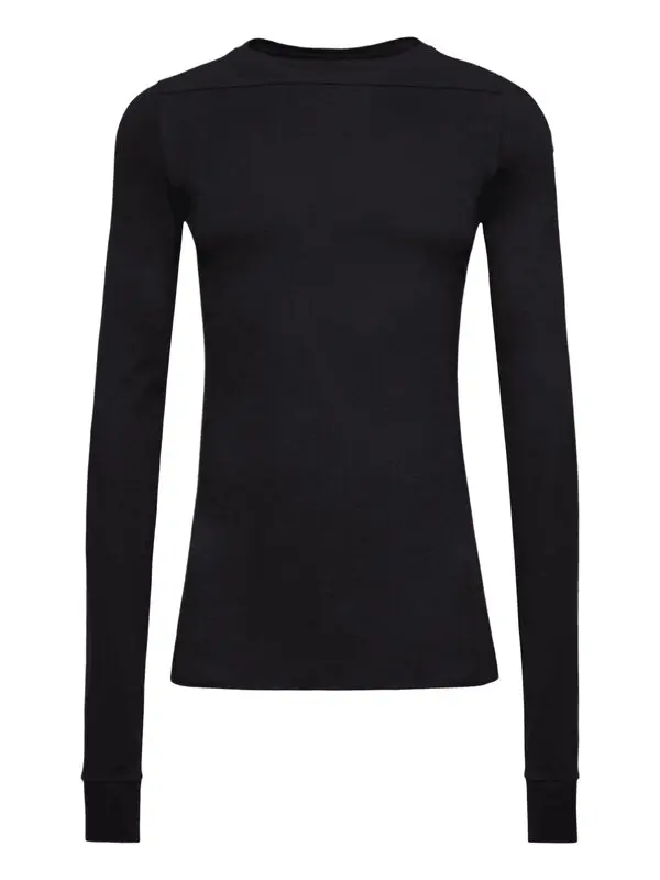 Moncler Long-sleeve Slim-fit Crewneck With Embroidered Logo Patch - Nero