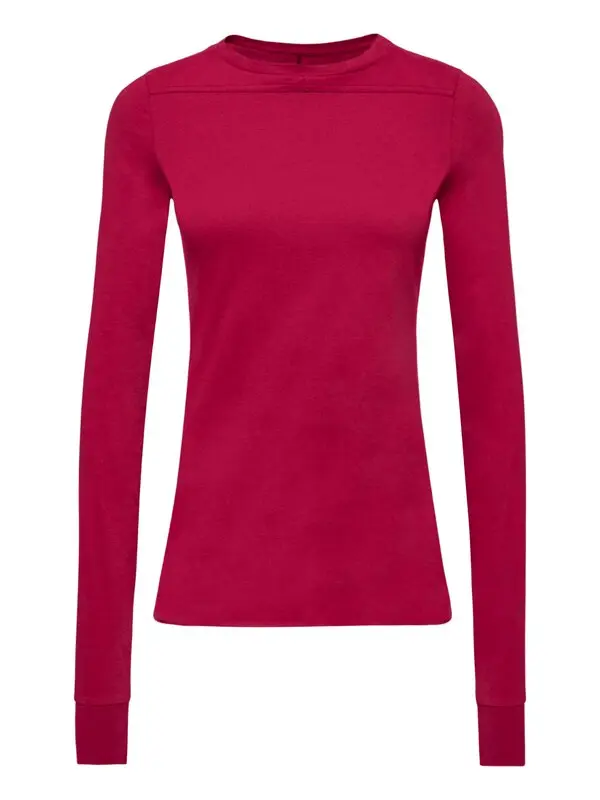 Moncler Long-sleeve Slim-fit Crewneck With Embroidered Logo Patch - Rosso