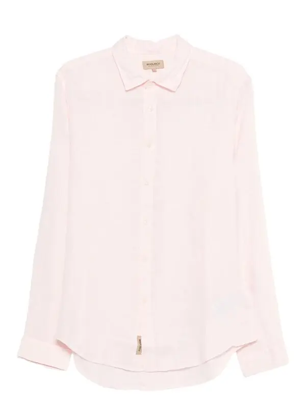 Woolrich Linen Long-sleeve Button-front Shirt - Rosa
