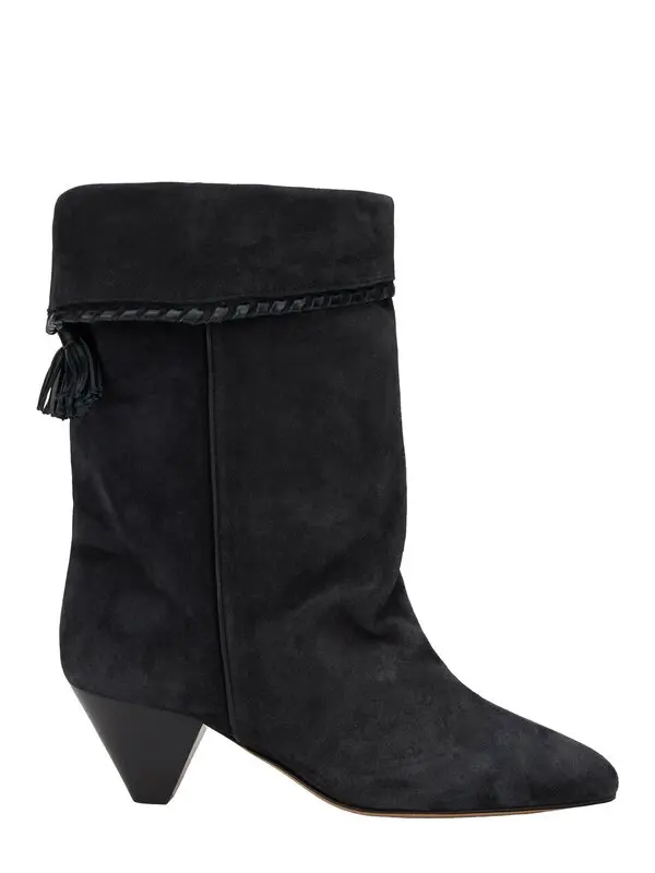 Isabel Marant Étoile Cone-heel Ankle Boots With Rolled Finish - Black