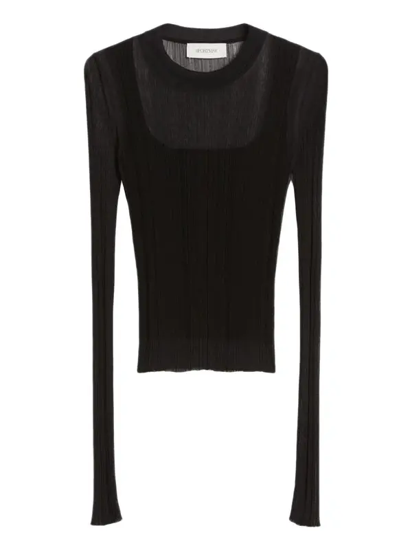 Sportmax Ribbed Knit Trompe-l'œil Tank Top - Nero