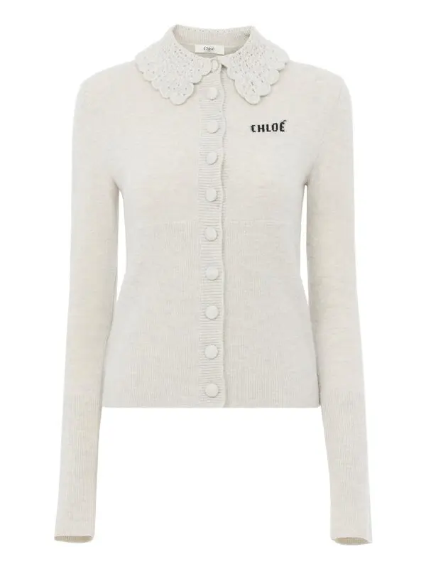 Chloé Collared Wool Cardigan With Fabric-covered Buttons - Grigio