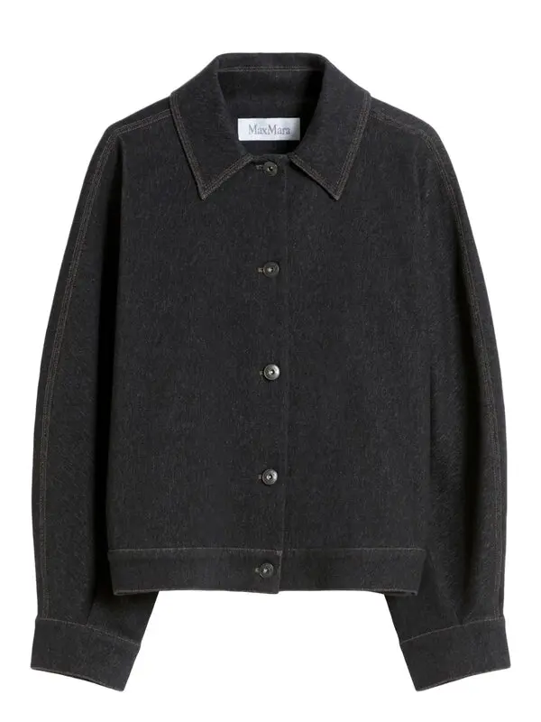 Max Mara Cotton-blend Denim-effect Cropped Jacket - Blu