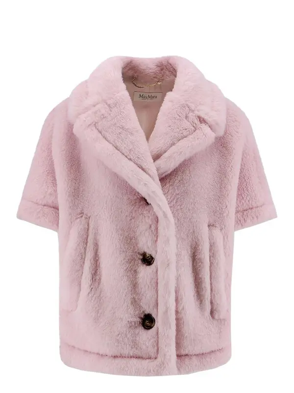 Max Mara Short Kimono Sleeve Alpaca Cashmere Silk Coat - Rosa