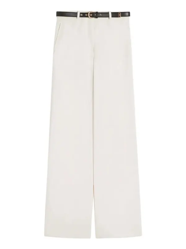 Max Mara Cady Wide-leg Trousers With Nappa Leather Belt - Bianco
