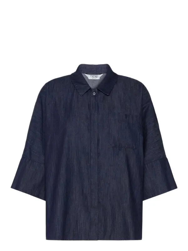 Max Mara Washed Cotton Denim Shirt - Blu