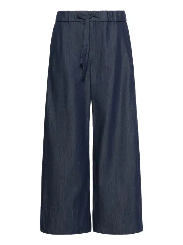 Max Mara Garment-washed Cotton Denim Wide-leg Trousers - Blu