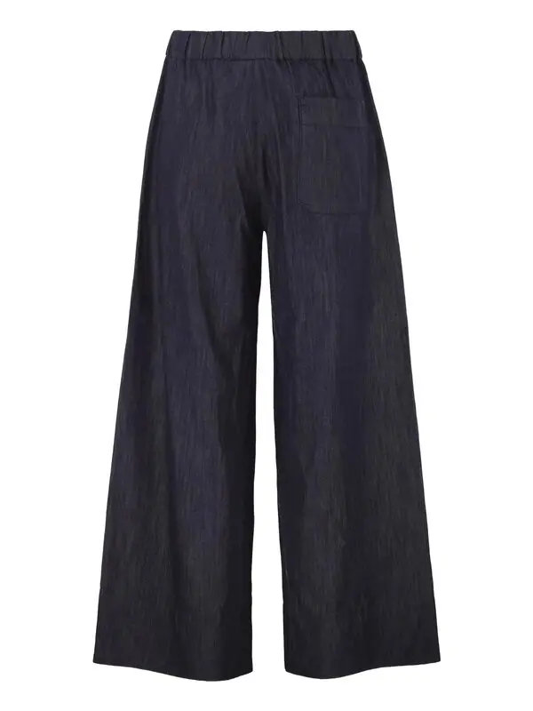 Max Mara Garment-washed Cotton Denim Wide-leg Trousers - Blu