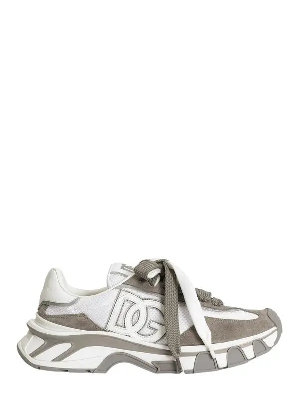 Dolce & Gabbana Nylon & Calfskin Dg Patch Sneakers - Bianco