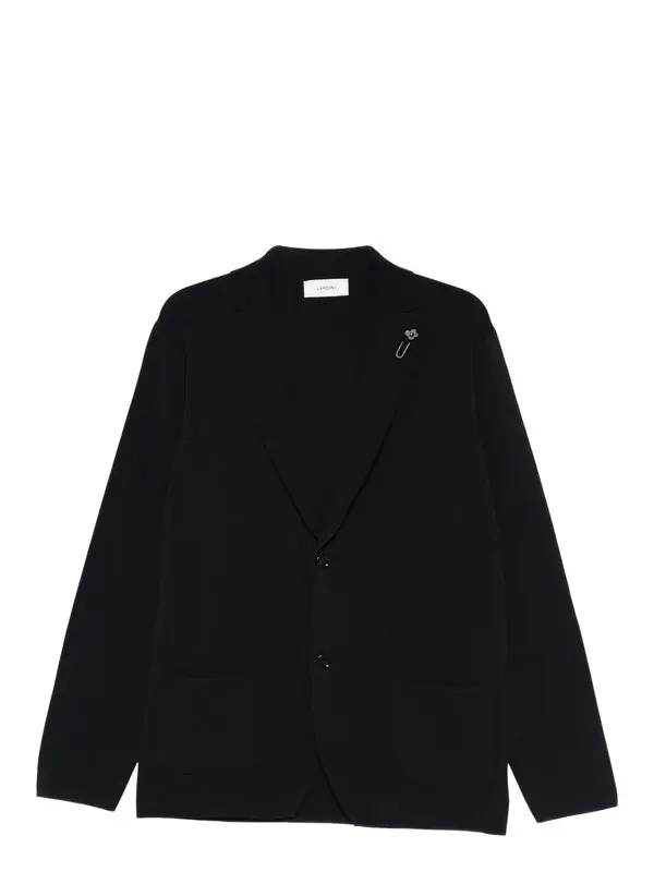 LARDINI Notched Lapel Cotton Shirt Jacket - Blu