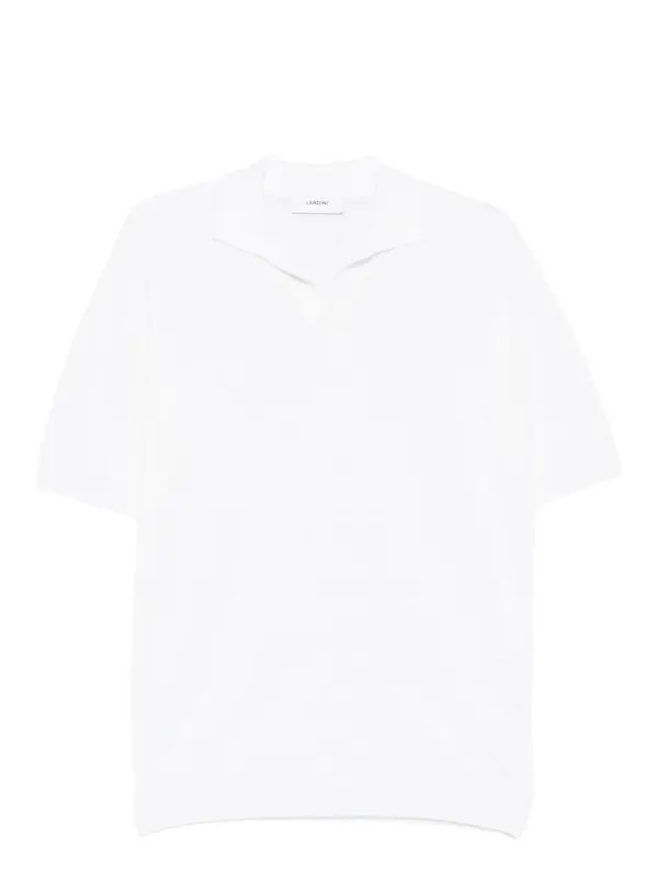 LARDINI Linen-cotton Notched Neck Short-sleeve T-shirt With Ribbed Hems - Bianco