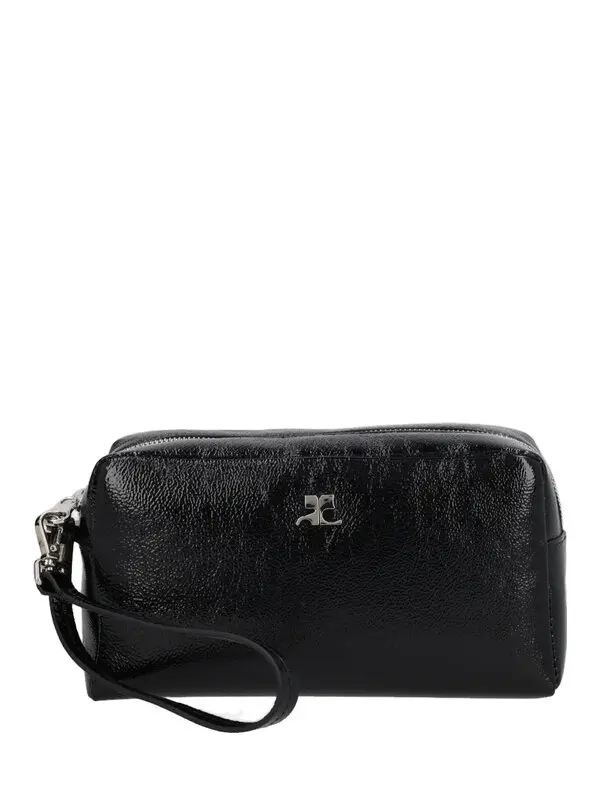 COURREGES Varnished Cow Leather Clutch - Black