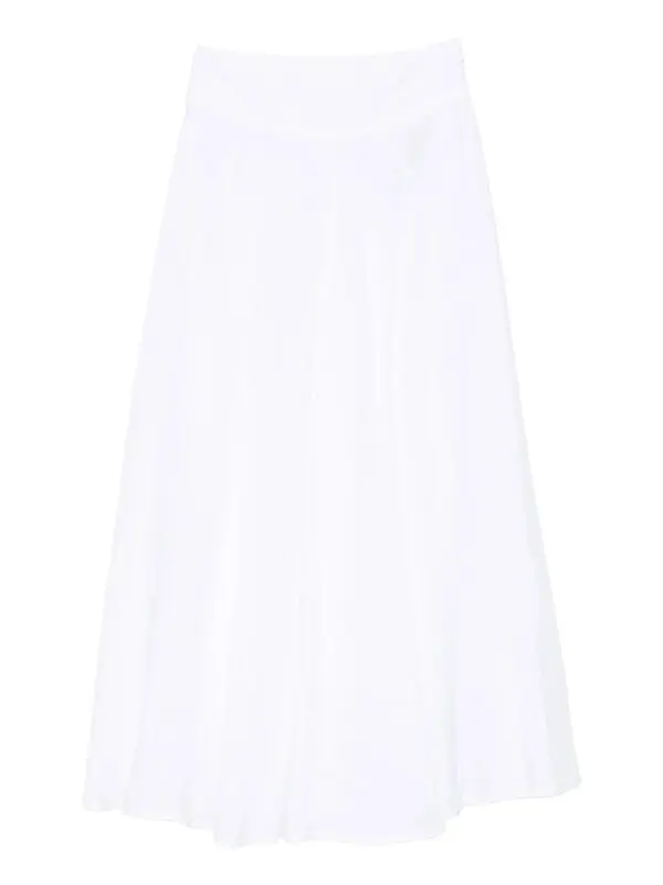 120% Lino Long Lined Linen Skirt With Side Zip - Bianco