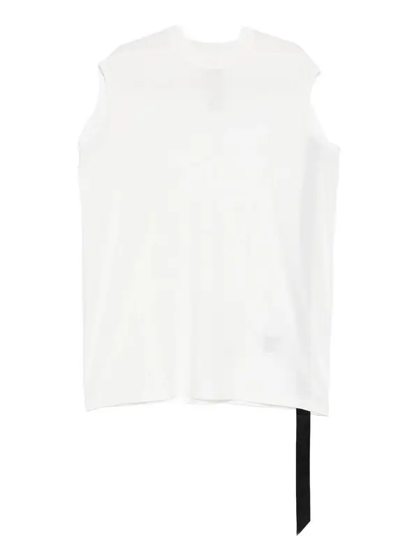 Rick Owens Sleeveless Crew Neck T-shirt With Raw-edge Detail And Long Length - Bianco