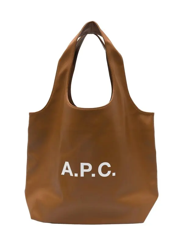 A.p.c. Tote Bag With Front Logo Print - Marrone