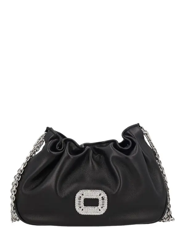 ROGER VIVIER Embellished Chain Shoulder Bag - Black