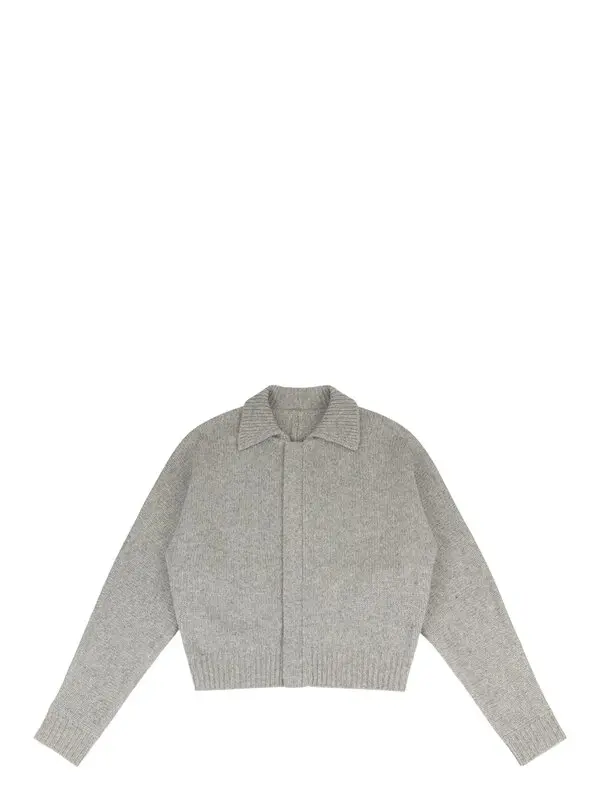 ENTIRE STUDIOS Front Zip Wool Blend Jacket With Ribbed Hems - Grigio
