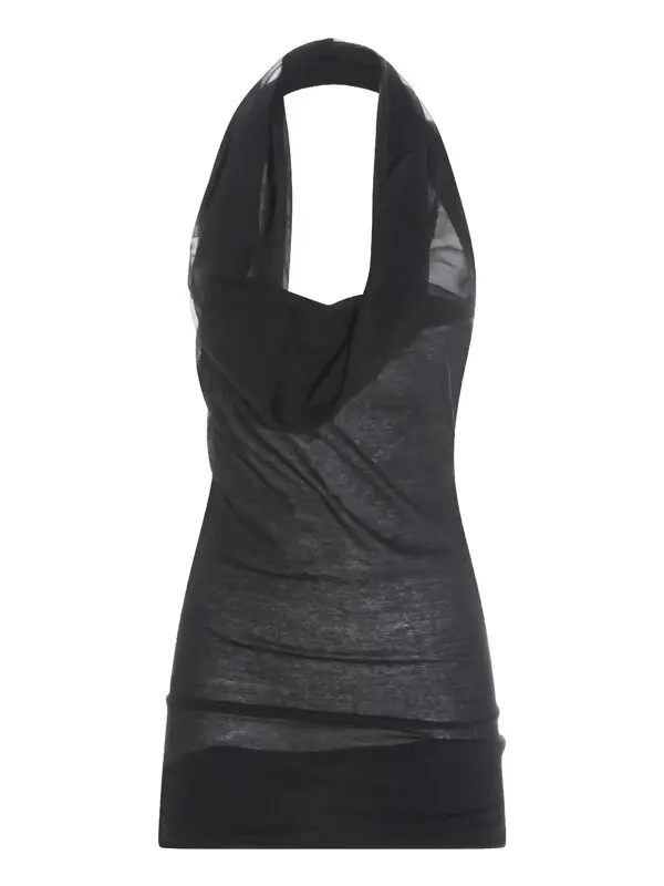 Rick Owens Sleeveless Halterneck Draped Cowl Neck Top - Nero