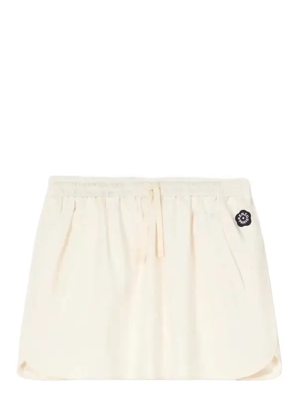 Kenzo Mini Skirt With Tie Waist And Pockets - Bianco