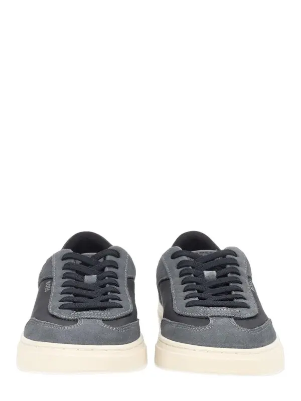 BOSS Low-top Leather Sneakers With Lace-up Front - Grey
