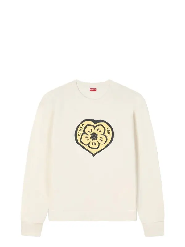 Kenzo Boke Heart Lightweight Cotton Sweatshirt - Bianco