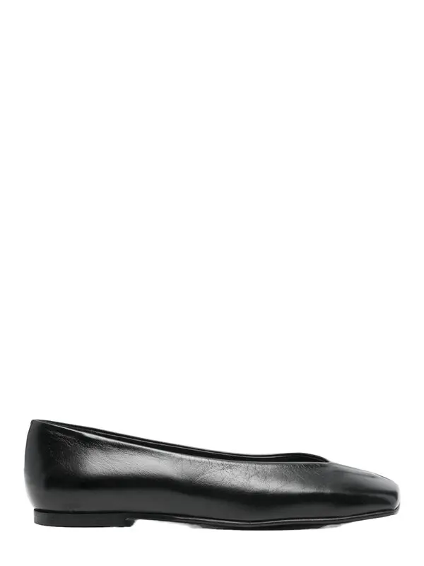 ALOHAS Squared Toe Low Heel Leather Flats - Nero