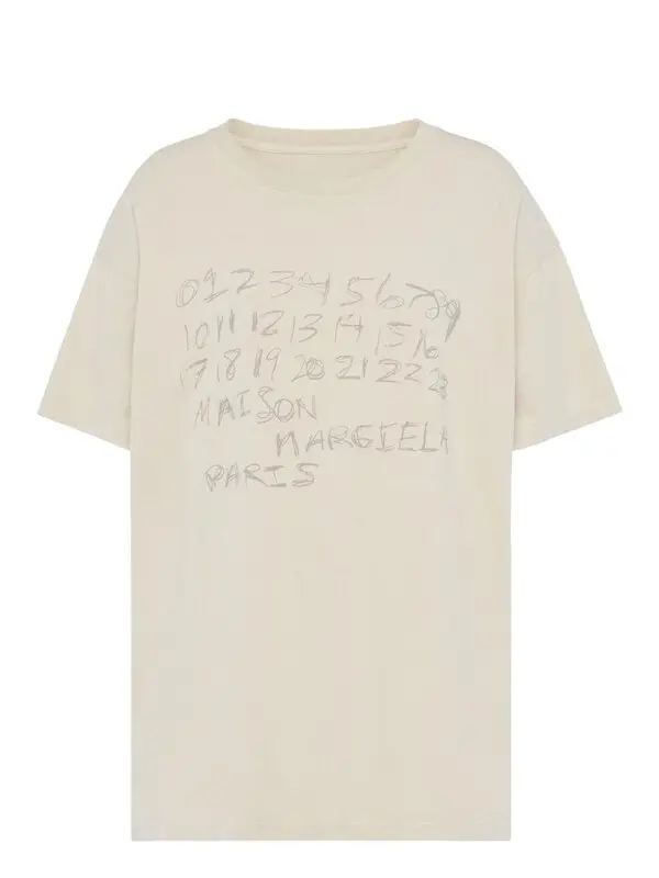 MAISON MARGIELA Cotton Printed Numbers T-shirt - Bianco