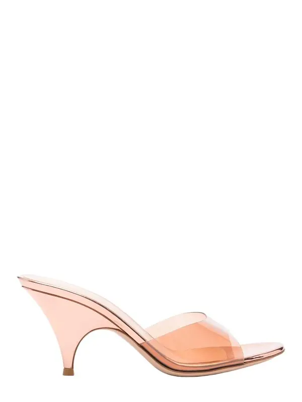 GIANVITO ROSSI Metallic-effect Leather And Transparent Plexiglas Sandals - Rosa