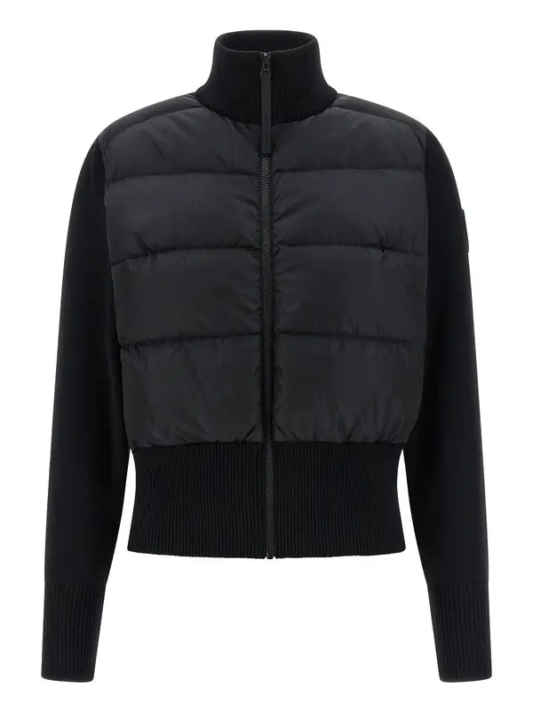Canada Goose Down-filled Wool Jacket With Rib-knit Collar And Zipper Pockets - Nero