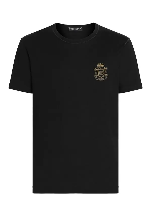 Dolce & Gabbana Crew Neck T-shirt With Heraldic Patch - Nero