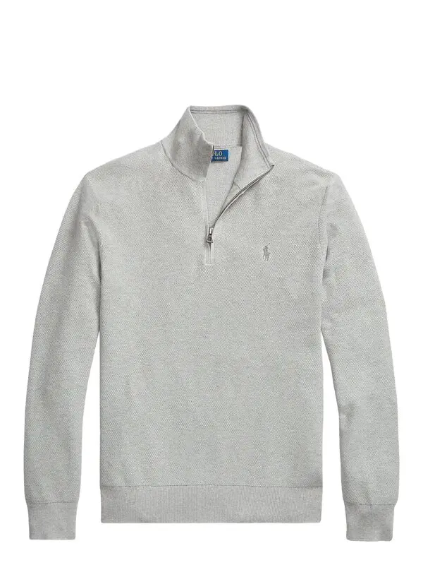Polo Ralph Lauren Mockneck Quarter-zip Sweater With Embroidered Pony - Grigio