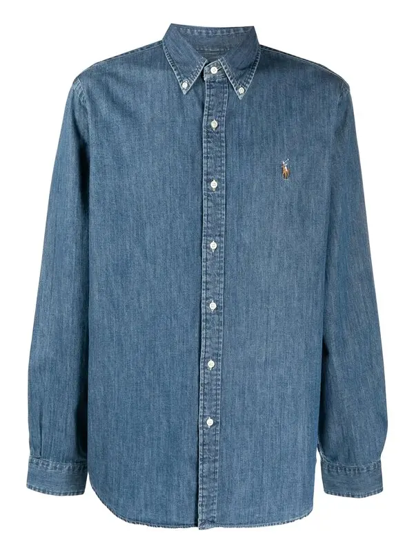 Polo Ralph Lauren Polo Button-down Point Collar Oxford Shirt With Embroidered Pony - Blu