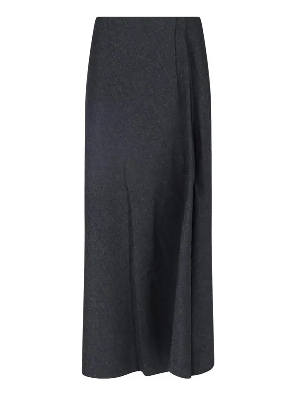 Giorgio Armani Wool-cashmere Knit Maxi Skirt - Grey