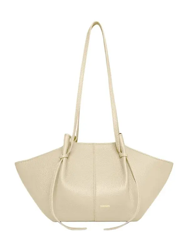 Yuzefi Pebbled Leather Tote Bag With Knotted Details - Ivory