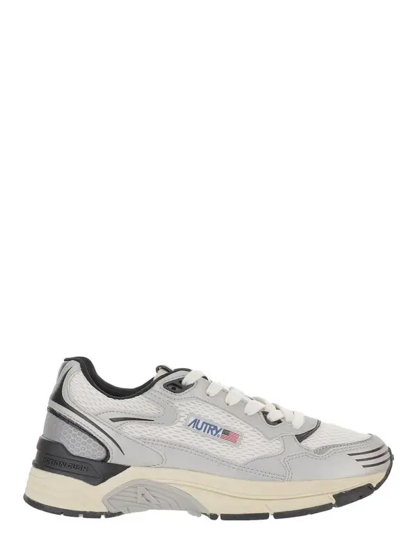 AUTRY Leather & Mesh Sneakers With Raised Insole - Grigio