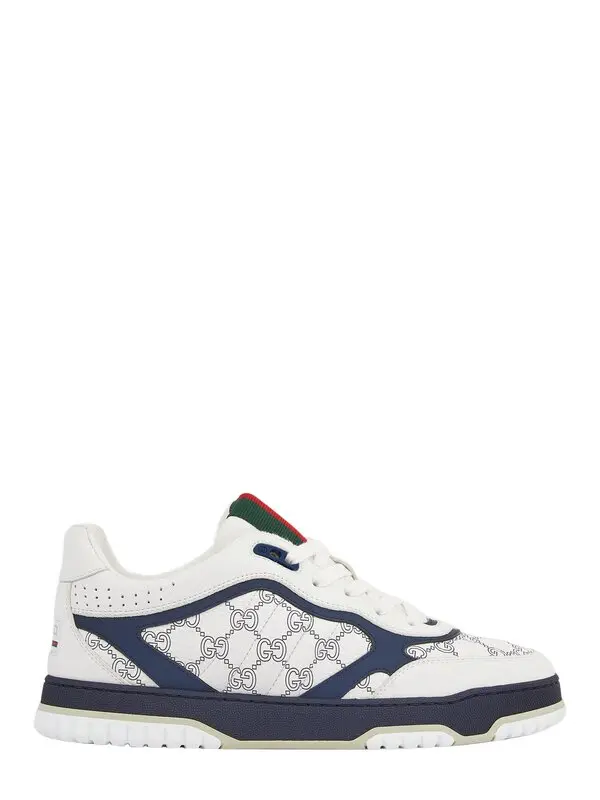 Gucci Gg Outline Pebbled Leather Sneakers With Interlocking G Web - Bianco