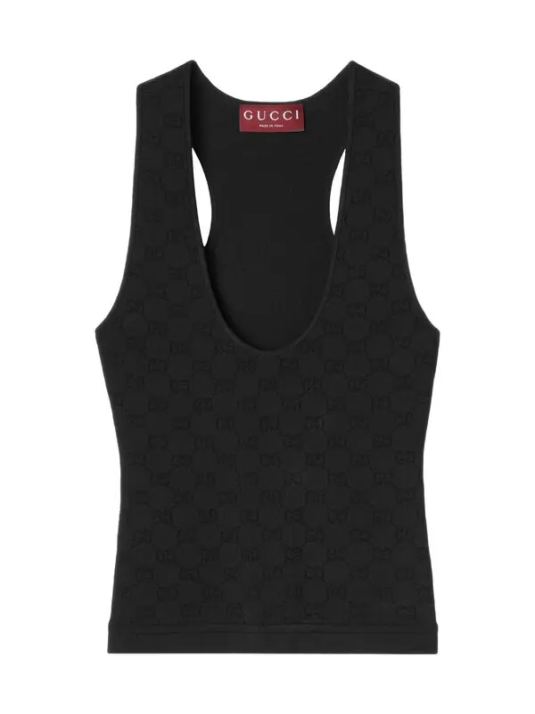 Gucci Gg Jacquard Sleeveless Top - Nero