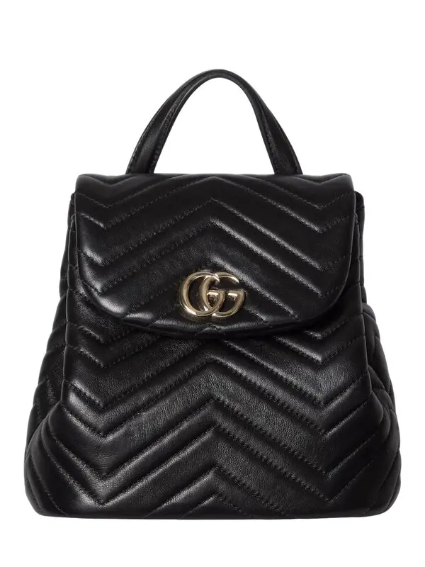 Gucci Quilted Nappa Leather Shoulder Bag With Double G Hardware - Nero